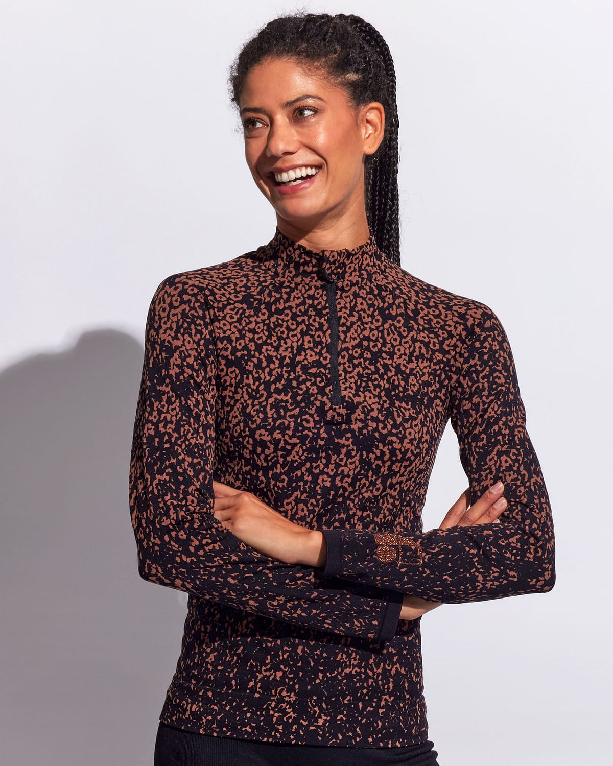 Seamless slim-fit turtle neck top - Black / Copper - Redsware Clothing ...